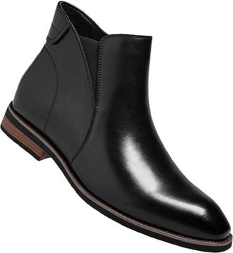 Generic Bottines Chelsea en cuir pour homme avec fermeture &eacute;clair lat&eacute;rale, &eacute;lastique, confortable, talon &eacute;pais, bottines Chukka pour travail, conduite, burea