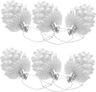 Cabilock 6st&uuml;cke Tannenzapfen Aus Kunststoff Zum Basteln Glitzernde Weihnachtsbaum-Ornamente Weisse H&auml;nge-Dekorationen F&uuml;r Baum Bruchsichere Tannenzapfen-Dekor