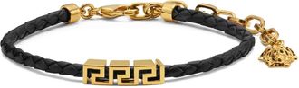 Versace Homme, Accessoires, Noir, Taille: ONE Size Greca Leather Bracelet