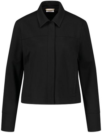 Gerry Weber Damen Klassische Blazerjacke mit verdeckter Knopfleiste Langarm, mit Schlitz unifarben Schwarz 34