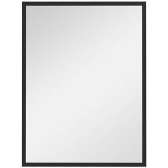 HOMCOM Miroir mural rectangulaire avec crochets, miroir mural en verre et MDF, 60 x 80 cm, noir