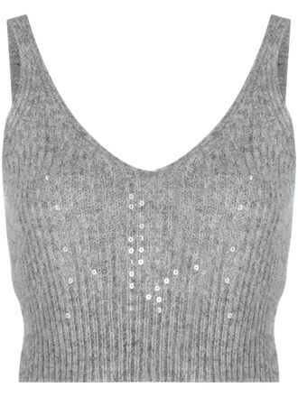 PESERICO Top mit Pailletten - Grau