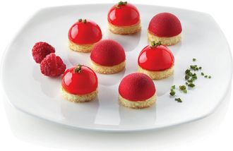 Silikomart | SF005 Silikonform für Monoportionen SEMISFERA, antihaftbeschichtet, 15 Kavitäten, Packung mit 1 Kuchenform, ø 40 h 20 mm, Made in Italy, Orange