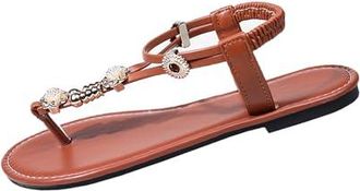 Generic Sandales plates d&eacute;contract&eacute;es &agrave; bout ouvert pour femme - &Eacute;l&eacute;gantes - L&eacute;g&egrave;res et confortables - Respirantes - Avec sangle de cheville &eacute;lastique - Pour 