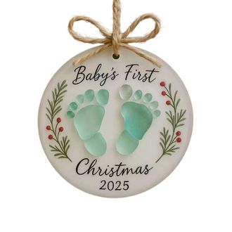Generic Babys First Christmas Ornament 2025, Seeglas Keramik Weihnachtsdeko Anh&auml;nger, Weihnachtsanh&auml;nger, Weihnachtsbaum deko, Weihnachtsbaumschmuck, f&uuml;r S&ouml;hn