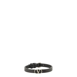 Valentino Garavani Homme, Accessoires, Noir, Taille: ONE Size Bracelet VLogo en cuir noir