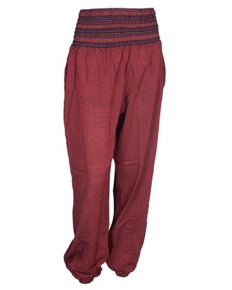 vishes Alternative Bekleidung - Leichte Damen Chino Haremshose mit dehnbarem Bund Taschen dunkelrot
