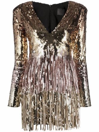 Philipp Plein robe frang&eacute;e &agrave; col v - Or