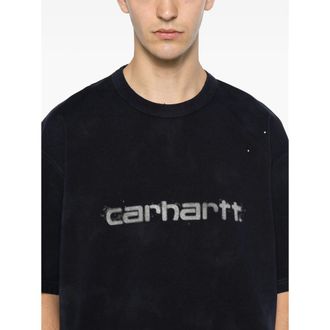 Carhartt Work in Progress Paint-Splatter Logo T-Shirt - Navy