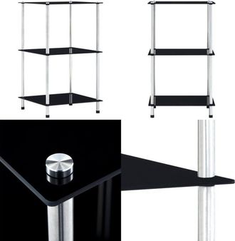 vidaXL Tag&egrave;re 3 niveaux Noir 40x40x67 cm Verre tremp&eacute; - Biblioth&egrave;que Design - &Eacute;tag&egrave;re Moderne - Meuble Rangement - Biblioth&egrave;que Vitr&eacute;e - &Eacute;tag&egrave;re Verre