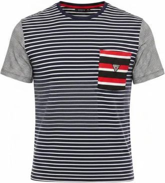 Guess Homme, Tops, Multicolore, Taille: S T-Shirt &agrave; Rayures