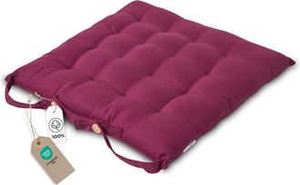 Homescapes Stuhlkissen 40x40 cm weinrot - Sitzkissen Outdoor/Indoor mit Baumwollbezug, Sitzpolster waschbar und Oeko-TEX-Zertifiziert f&uuml;r Esszimmer-, K&uuml;chen- & G