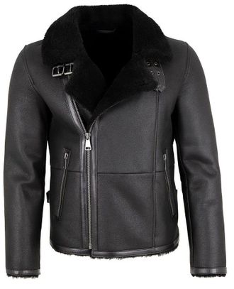 Jilani Lederjacke Aviator KJ Jilani - Herren Lammfelljacke Lederjacke schwarz