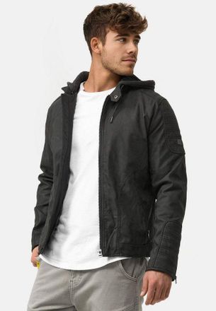Indicode Lederimitatjacke Herren Miguel &Uuml;bergangsjacke Herrenjacke mit Kapuze
