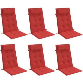 vidaXL Coussins de chaise &agrave; dossier haut lot de 6 rouge tissu oxford