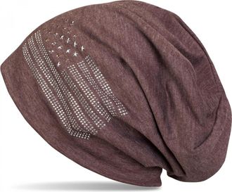 styleBREAKER M&uuml;tze Beanie mit USA Flagge aus Strass