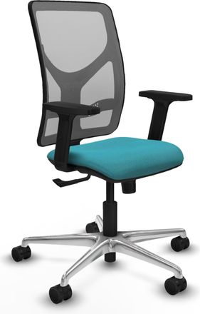Piqueras y Crespo B&uuml;rostuhl aus Stoff mit 2D-Armlehnen, h&ouml;henverstellbare Lendenwirbelst&uuml;tze, ausgestattet mit 3 Positionen und Schneideschaum, Grau/T&uuml;rkis