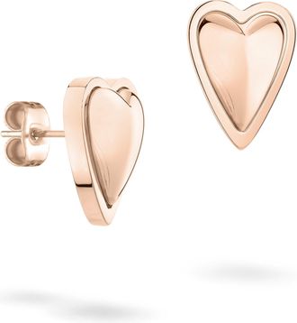 Liebeskind BERLIN Metal Heart Ohrring - Ohrstecker aus Edelstahl - IP Ros&eacute;gold - 1,5 cm - Steckverschluss - wasserfest & hautfreundlich