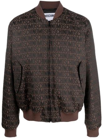 Moschino veste bomber &agrave; logo imprim&eacute; - Marron