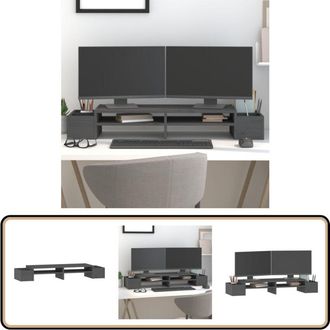 vidaXL Monitorst&auml;nder Grau 100x27,5x15 cm Massivholz Kiefer - Monitorst&auml;nder - Holzm&ouml;bel - Schreibtischorganisation - PC-Zubeh&ouml;r - Ergonomischer Standfu&szlig;