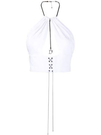 Dsquared2 haut crop Night Out &agrave; strass - Blanc