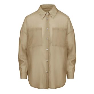 Bomboogie Femme, Blouses et Chemises, Beige, Taille: 42 FR Lyocell Voile Overshirt