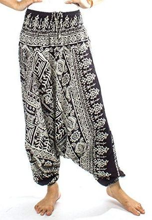 Lofbaz Femmes Tribal Harem 2 en 1 Combinaison Pantalon Noir XL