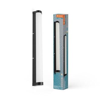 Ledvance ORBIS Tube Spiegel-/Wandleuchte mit LED, gefrostetes Glas/schwarz, 12W, 1100lm, dimmbar, 3000/4000K über Wandschalter einstellbar, 60cm Durchmesser, I