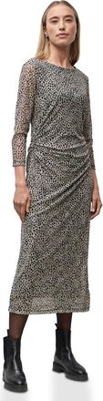 Street One Damen 1409069 Mesh-Kleid mit Leo-Muster, Sanded beige, 40
