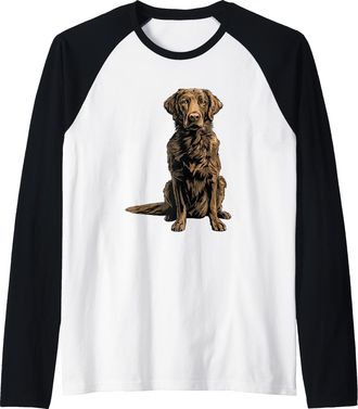 Whyitsme Design Braune, flach beschichtete Retriever-Hunde-Illustration Raglan