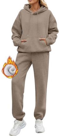 Generic Shffuw Jogging Femme Ensemble,Polaire Femme Chaud Hiver Loungewear Set,2 PièCes Survetement Vetement,Chic Et Elegant Grande Taille Sportswear, avec Po