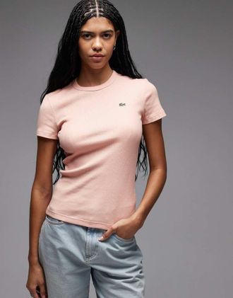 Lacoste T-shirt court c&ocirc;tel&eacute; - Rose