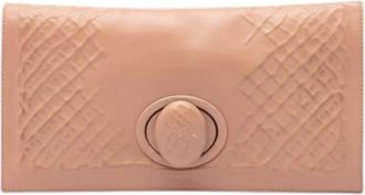 Bottega Veneta Sac pochette tress&eacute; emboss&eacute; doccasion - Femme - Pre-owned - Rose - Taille: ONE Size
