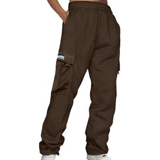 Generico Pantalon de sport femme large pantalon de jogging pour femme avec cordon de serrage dhiver pantalon coupe large pantalon de surv&ecirc;tement avec poches do