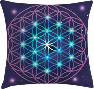 Abakuhaus Mandala Kissenbezug, Ombre Blume des Lebens, Waschbar mit Reißverschluss Kissenhülle mit Farbfesten Klaren Farben Beidseitiger Druck, 40 x 40 cm, Indi