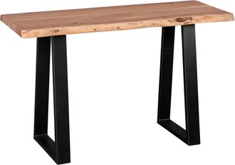 WOHNLING Konsolentisch Gaya Massivholz Akazie, Schreibtisch 120 cm breit im Landhaus-Stil, Schminktisch mit Design, Sekretär mit 2 Metallbeinen, Echt-Holz Kons
