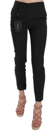 Dolce & Gabbana Womens Polka Dot Slim Capri Trousers Tapered Pants Black Virgin Wool