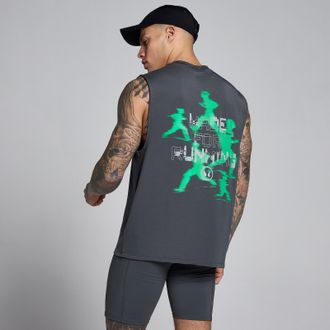 MyProtein D&eacute;bardeur en coton modal MP Velocity Graphic homme - Gris fonc&eacute;/Vert - XS
