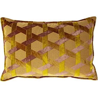 Riva Paoletti Housse de Coussin Delano, Velours, Ocre/Blush, 60 x 40 cm (Pack of 1)