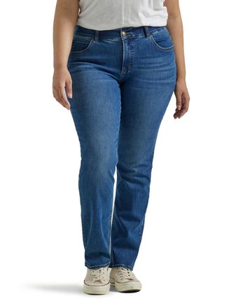 Lee Damen Ultra Lux Comfort with Flex Motion Straight Leg Jeans, Kobaltglanz, 42