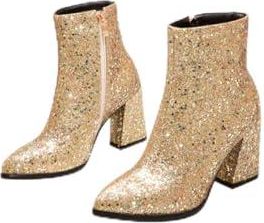 Frcolor Bottines Femme &agrave; Talon Haut Paillet&eacute;es &agrave; Bout Effil&eacute; avec Fermeture &Eacute;clair Lat&eacute;rale Chaussures Styl&eacute;es Courtes Automne-hiver Confort et Semelle Antid&eacute;