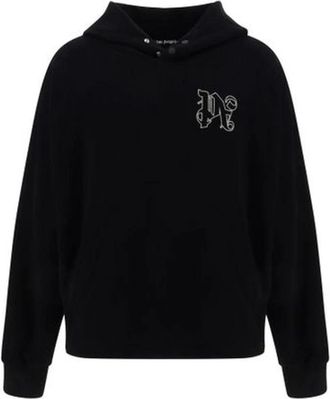 Palm Angels Homme, Sweatshirts et sweats &agrave; capuche, Noir, Taille: XL Embroidered Cotton Sweat &agrave; capuche