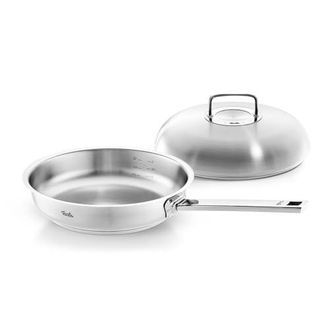 FISSLER Collection Original-Profi Jeu De Po&ecirc;les En Acier Inoxydable (28 cm), 2 Pi&egrave;ces : Po&ecirc;le Non Rev&ecirc;tue &Agrave; Queue + Couvercle Haut, Compatible Induction, Arge