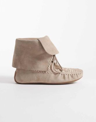 Bronx Savann-a - Bottines &agrave; lacets et franges en daim - Naturel-Neutre