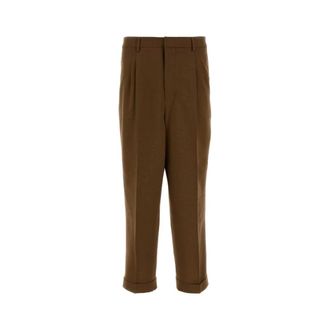 Ami Homme, Pantalons, Brun, Taille: XL Pantalon Pliss&eacute; en Laine