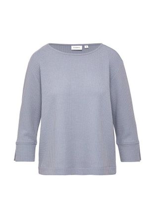 Comma 3/4 Arm-Pullover Sweatshirt Strukturiertes Sweatshirt mit 3/4-&Auml;rmeln und U-Boot-Ausschnitt