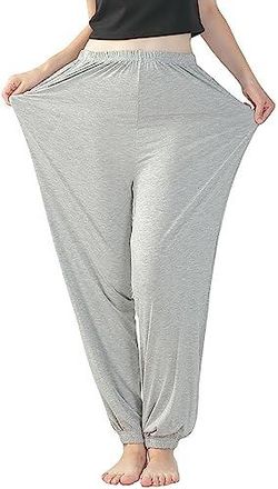 Generic Pantalon extensible grande taille pour femme, pantalon d&eacute;contract&eacute; ample avec poches pour yoga, danse, sport, tenue dint&eacute;rieur, pantalon de yoga pour 
