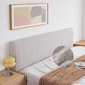 Generic Baumwoll Leinen Schutzh&uuml;lle Bettkopfteil Bezug f&uuml;r Full Queen Kingsize Gr&ouml;&szlig;en strapazierf&auml;hig dehnbar rutschfest und staubdicht Kopfteil Bezug Asche 1