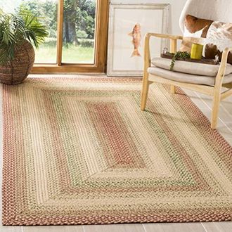 Safavieh Zeitgenössische Teppich für Wohnzimmer, Esszimmer, Schlafzimmer - Braided Collection, Kurzer Flor, Rost und Orange, 122 X 183 cm