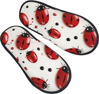 Generic Hiver Pantoufles Ladybug Rouge Portative Pantoufles Cozy Chaussons DInt&eacute;rieur Pour Voyage Invit&eacute; Femmes M